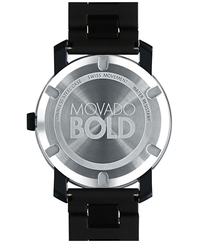 Movado Unisex Swiss Bold Large Black Polymer Bracelet Watch 42mm ...