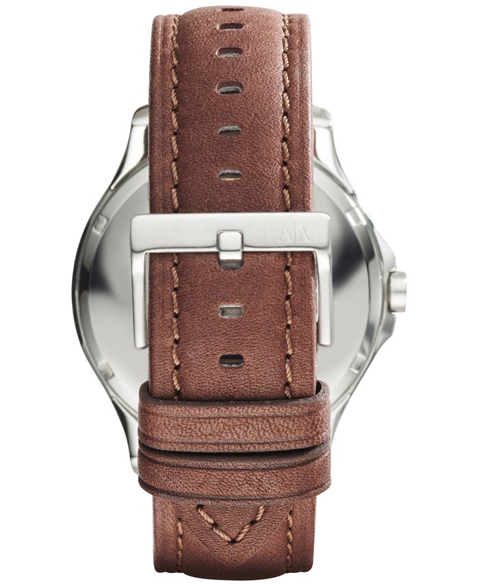 A|X Armani Exchange Men's Brown Leather Strap Watch 46mm AX2133 - Macy's