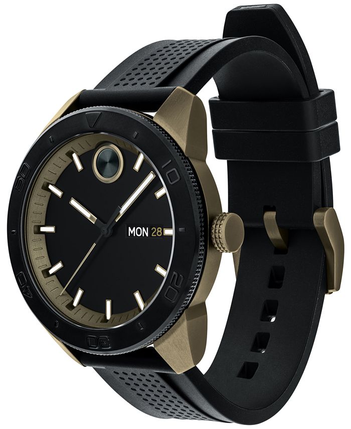 Movado Men's Swiss Bold Black Silicone Strap Watch 43mm - Macy's