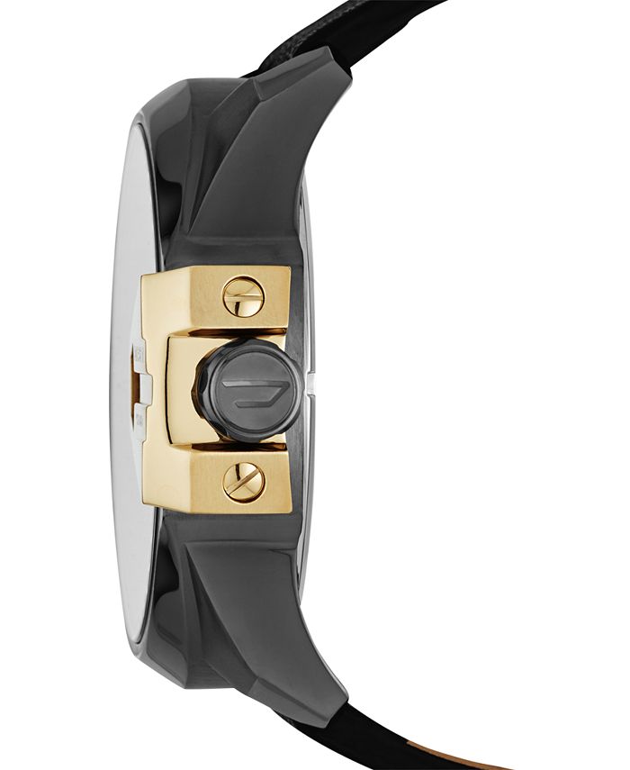 Diesel Men's Chronograph Uberchief Black Leather Strap Watch 55x62mm ...