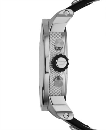 Diesel Watch, Chronograph Black Leather Strap 51mm DZ7256 - Macy's