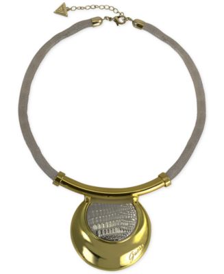 GUESS Two-Tone Disc Pendant Necklace - Macy's