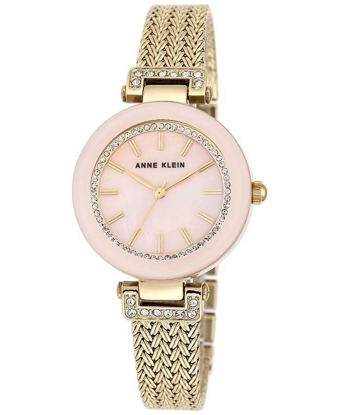 Anne Klein Women's Gold-Tone Stainless Steel Mesh Bracelet Watch 30mm ...