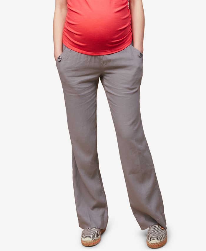 Motherhood Maternity Linen-Blend Wide-Leg Pants - Macy's