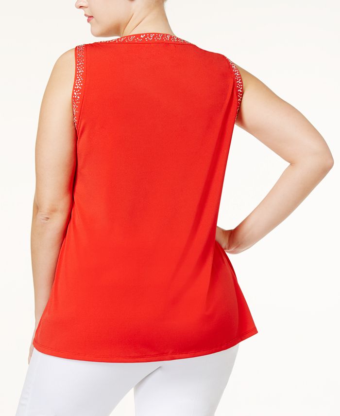 Belldini Plus Size Studded Cutout Tank - Macy's