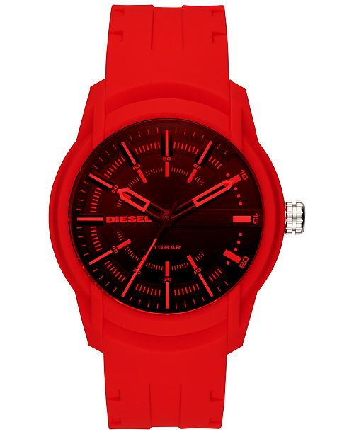 Diesel Men's Armbar Red Silicone Strap Watch 45mm DZ1820 & Reviews ...