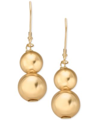 Polished Double Ball Drop Earrings in 14k Gold - Macy's