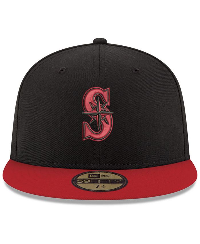 New Era Seattle Mariners Black & Red 59FIFTY Fitted Cap - Macy's