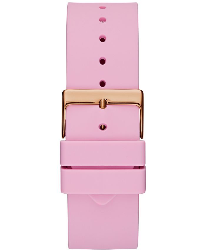 GUESS Women's Pink Silicone Strap Watch 55x38mm U0700L2 - Macy's