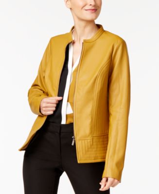 Alfani Petite Stitched-Detail Faux-Leather Jacket, Created for Macy's ...