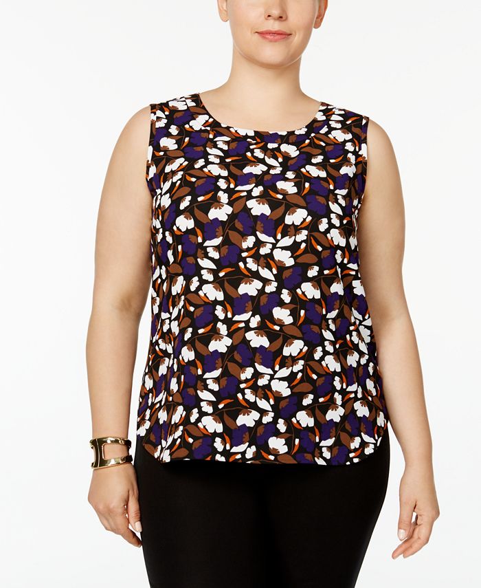 Anne Klein Plus Size Printed Shell - Macy's