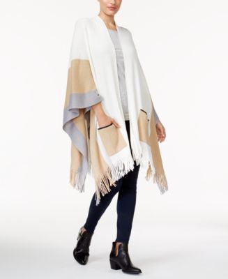 Cejon Color Block Fringe Cape - Macy's
