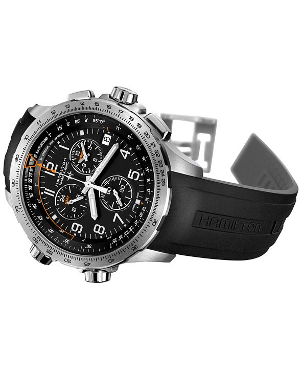 Hamilton Men's Khaki X-Wind Black Rubber Strap Watch 46mm & Reviews ...