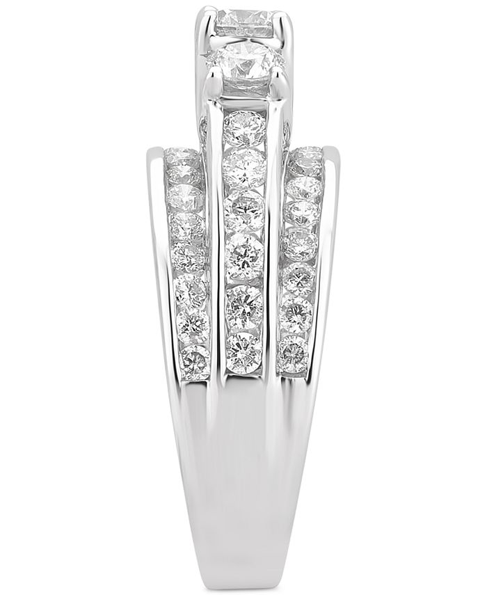 Macy's Diamond Trinity Channel-Set Engagement Ring (2 ct. t.w.) in 14k ...