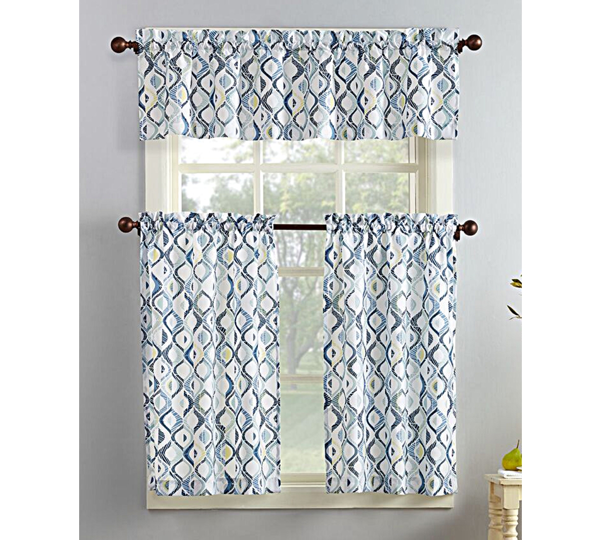 Click here for Barker Geometric Semi-Sheer Rod Pocket Kitchen Cur... prices