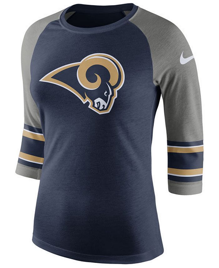 Nike Women's Los Angeles Rams Stripe Raglan Triblend T-Shirt - Macy's