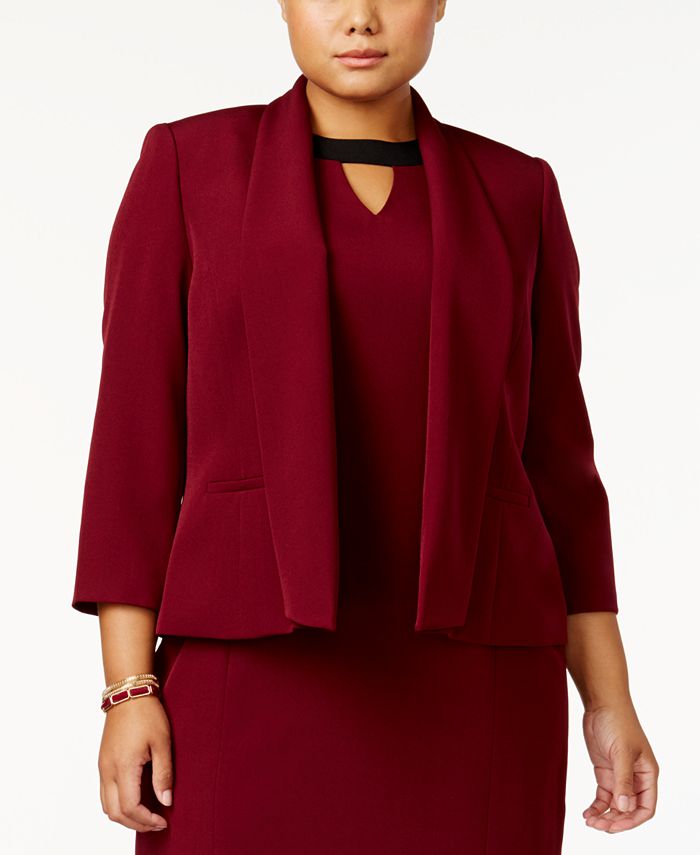 Kasper Plus Size Shawl-Collar Flyaway Jacket - Macy's