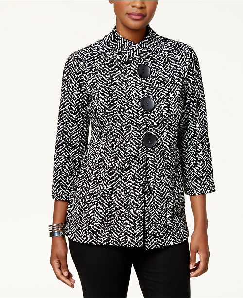 JM Collection Petite Three-Button Asymmetrical Jacket, Created for Macy ...