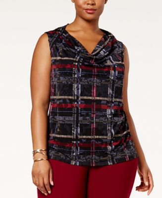 Nine West Plus Size Printed Cowl-Neck Shell - Macy's