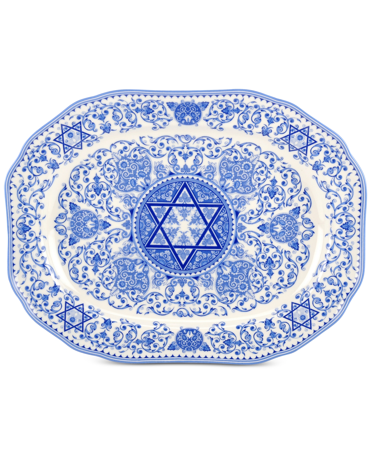 Click here for Spode Hanukkah Oval Platter - Blue And White prices