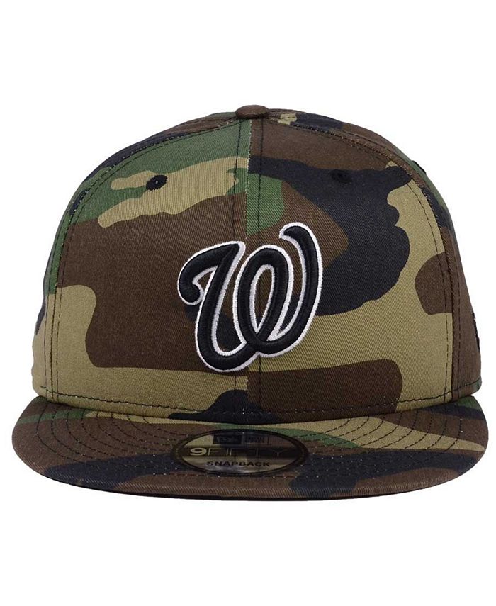 New Era Washington Nationals Woodland Black/White 9FIFTY Snapback Cap ...
