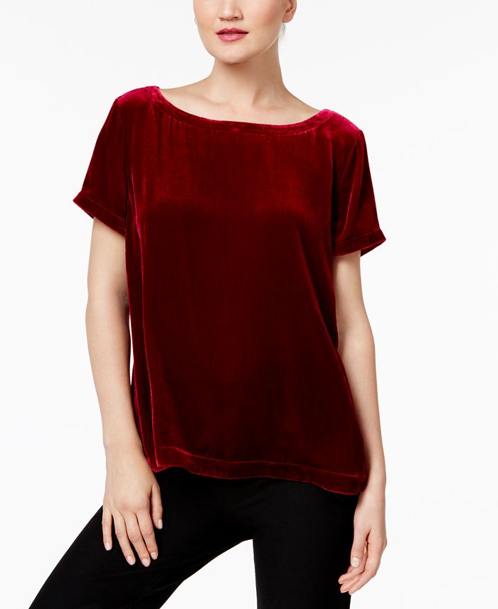 Eileen Fisher Boat-Neck Velvet Top, Regular & Petite - Macy's