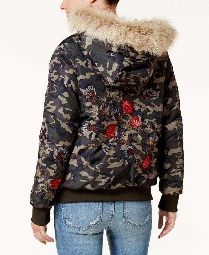 American Rag Juniors' Faux-Fur-Trim Camo Jacket, Created for Macy's ...