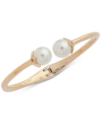 Ivanka Trump Gold-Tone Imitation Pearl Hinged Cuff Bracelet - Macy's