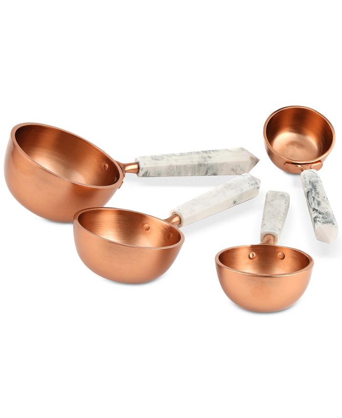 Thirstystone Copper Finish Measuring Cups with Faux Marble Handles, Set ...