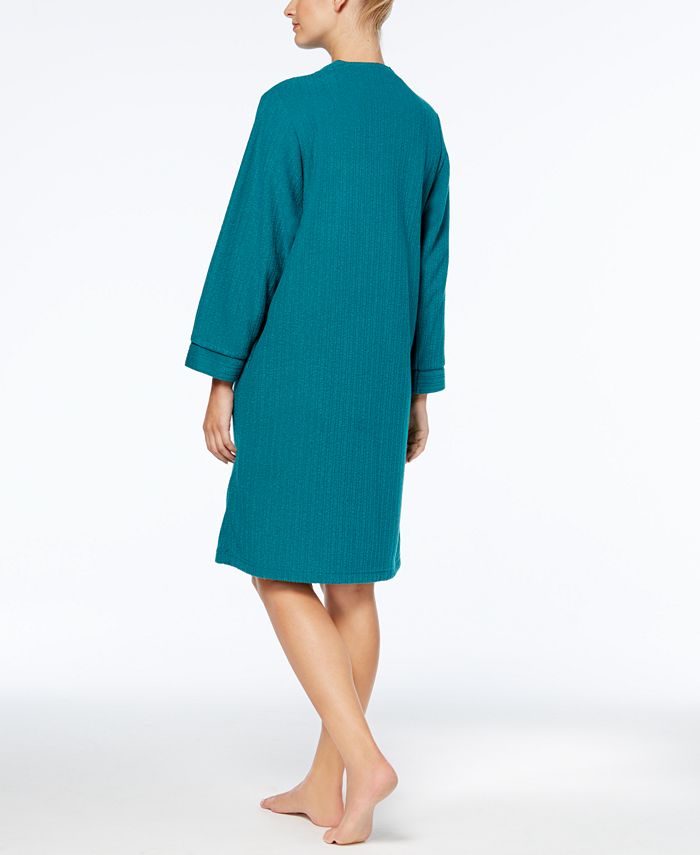 Miss Elaine Brushed-Back Terry Snap-Front Robe - Macy's