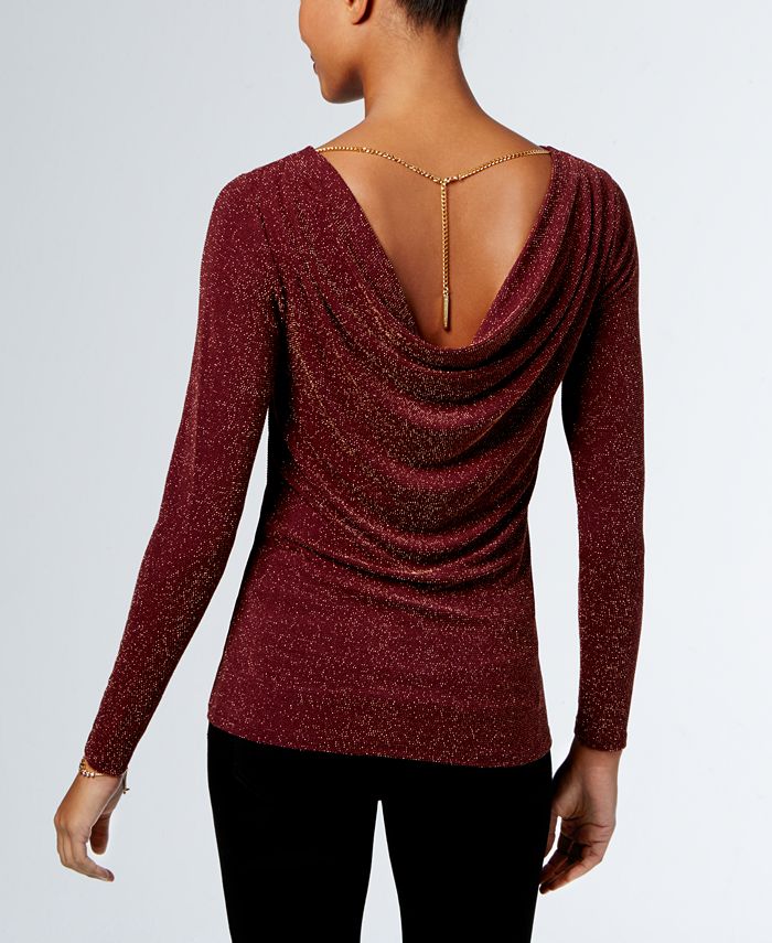 Michael Kors Metallic Cowl-Back Top - Macy's