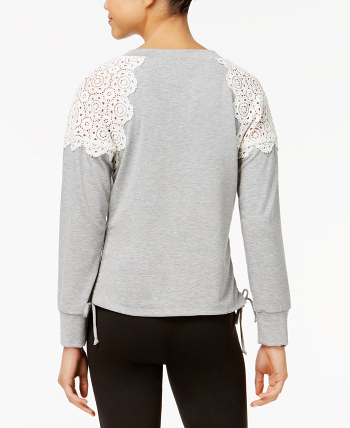 American Rag Juniors' Crochet-Trim Tie-Side Sweatshirt, Created for ...