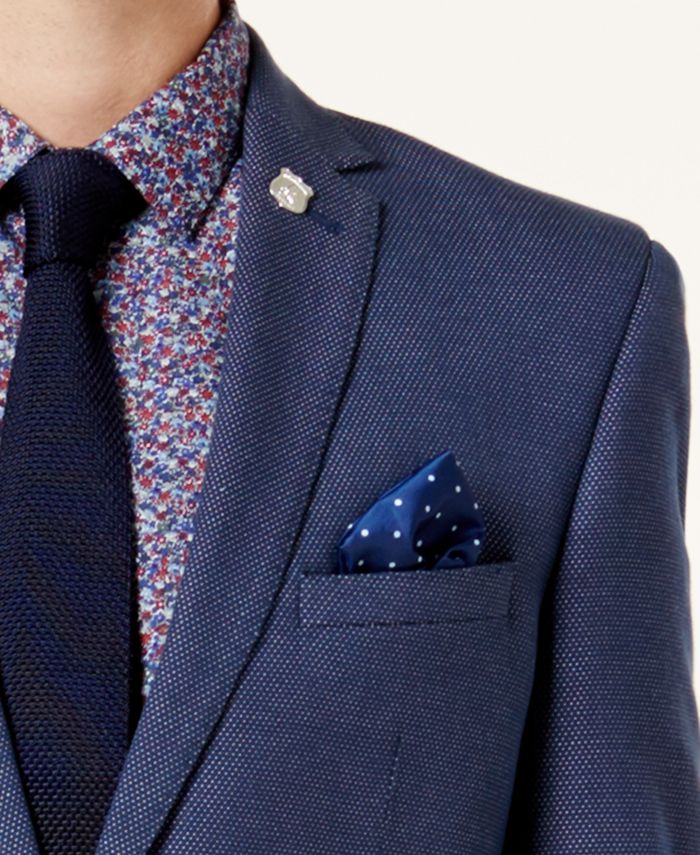 Nick Graham Men's Slim-Fit Stretch Bright Blue Pin-Dot Suit - Macy's