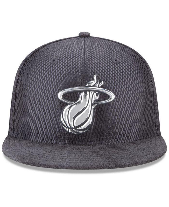 New Era Miami Heat On-Court Graphite Collection 9FIFTY Snapback Cap ...