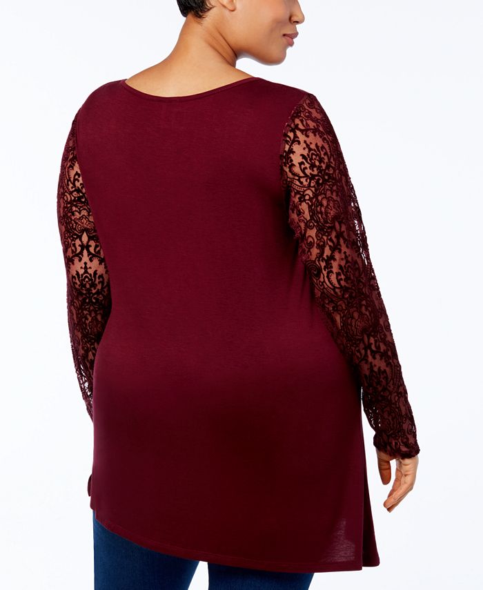 Love Scarlett Plus Size Burnout Velvet-Sleeve Tunic - Macy's