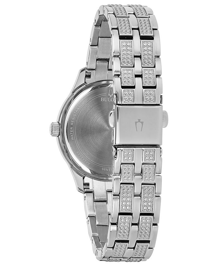 Bulova Women's Crystal Stainless Steel Bracelet Watch 33mm - Macy's