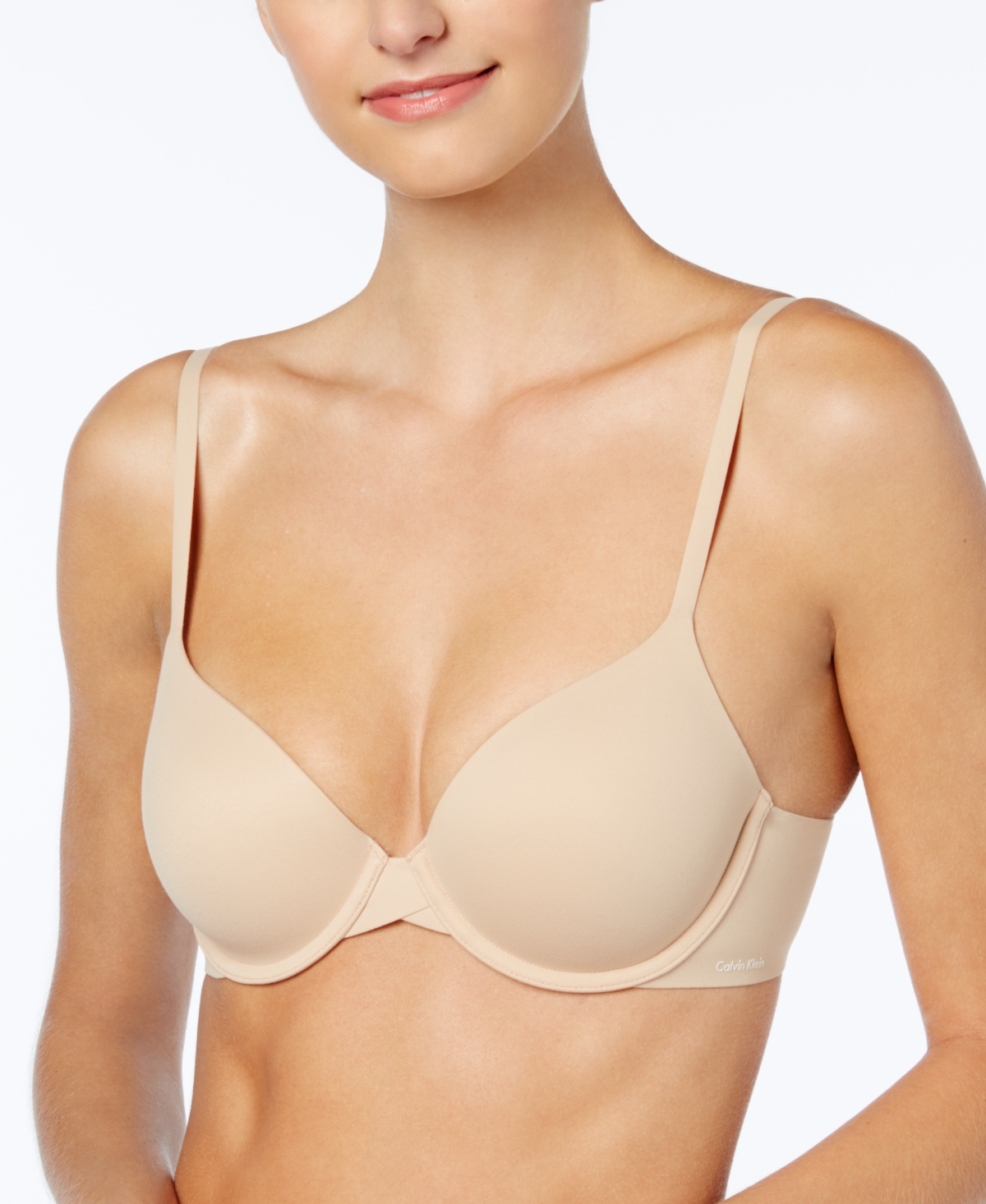 Womens Calvin Klein Perfectly Fit Lightly Lined Full Coverage T-Shirt Bra F3837 - Bare Beige