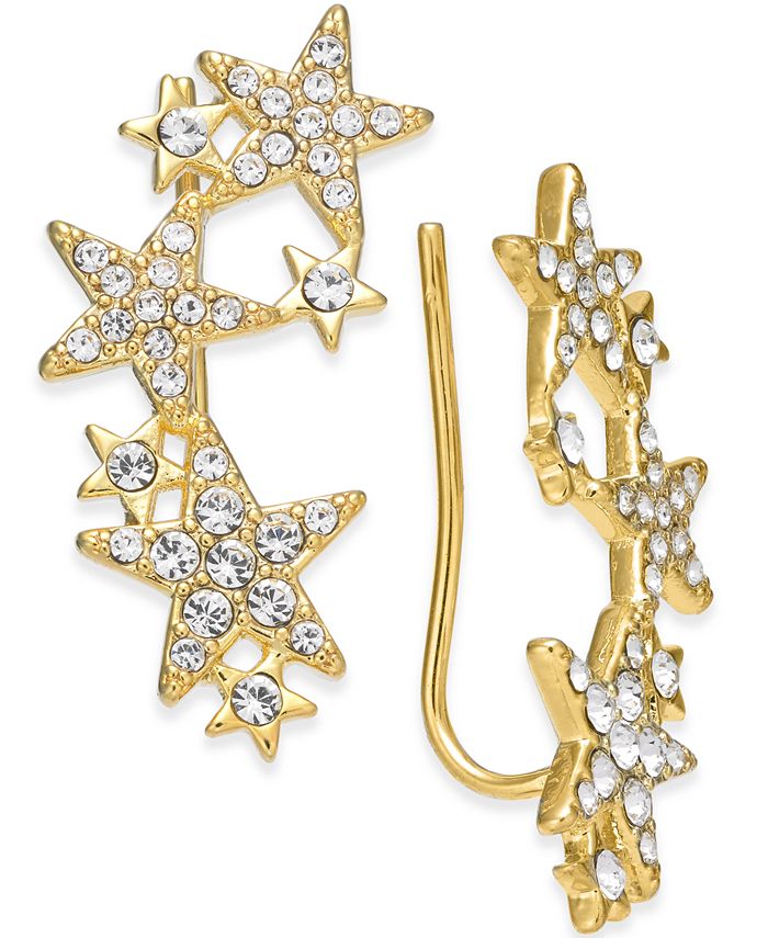 kate spade new york 14k Gold-Plated Pavé Star Ear Climbers - Macy's