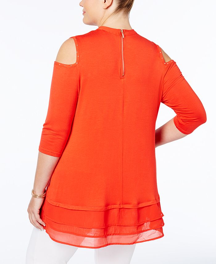 Belldini Plus Size Cutout Mock-Neck Tunic - Macy's