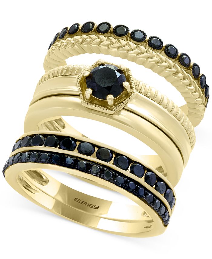 EFFY Collection Caviar by EFFY® Diamond 3-Pc. Ring Set in 14k Gold - Macy's