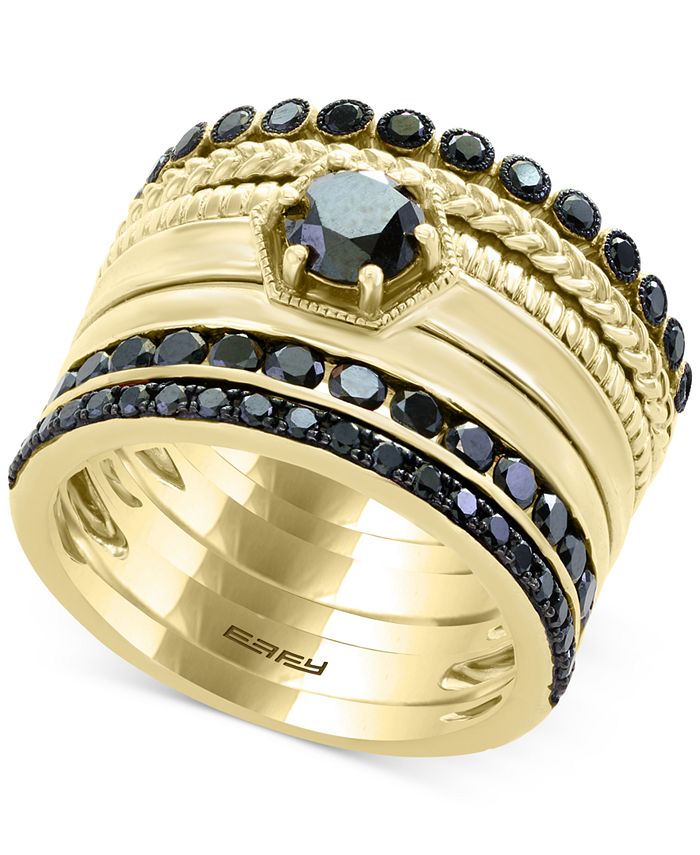 EFFY Collection Caviar by EFFY® Diamond 3-Pc. Ring Set in 14k Gold - Macy's