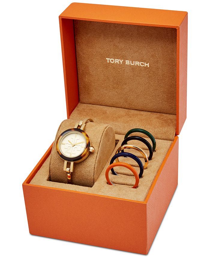 Tory Burch Women's Gigi Gold-Tone Stainless Steel Bangle Bracelet Watch ...