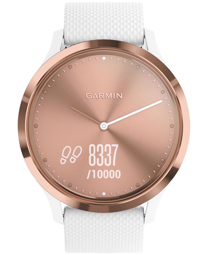 Garmin vívomove™ HR White Silicone Strap Hybrid Smart Watch 43mm - Macy's