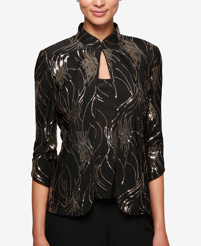 Alex Evenings Petite Sequined Jacket & Shell - Macy's