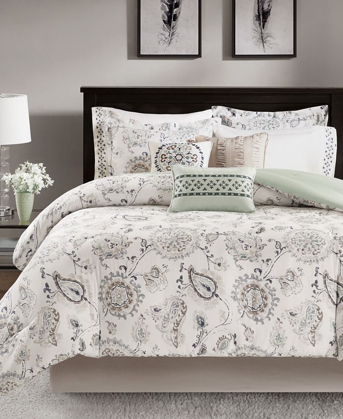 Madison Park Bonnie 9-Pc. Cotton Reversible Queen Comforter Set - Macy's