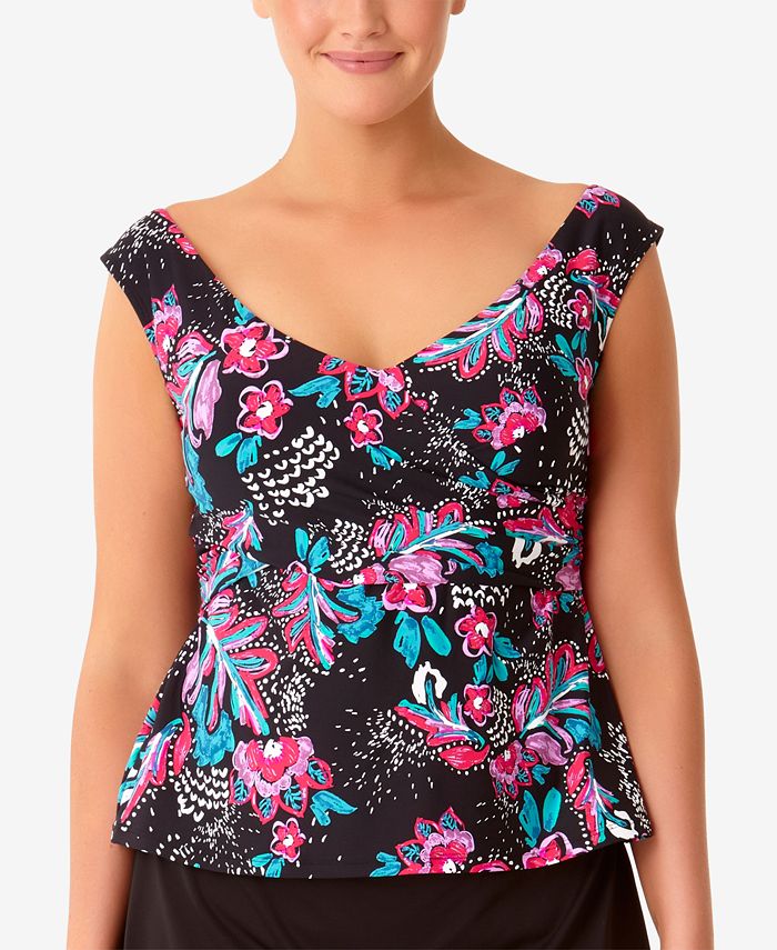 Anne Cole Plus Size That's A Wrap Printed Tankini Top - Macy's