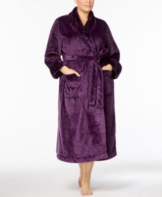 Charter Club Plus Size Textured-Trim Wrap Robe, Created for Macy's - Macy's
