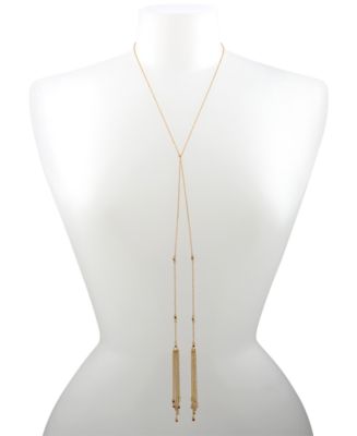 RACHEL Rachel Roy Gold-Tone Red Stone Chain Tassel Lariat Necklace - Macy's