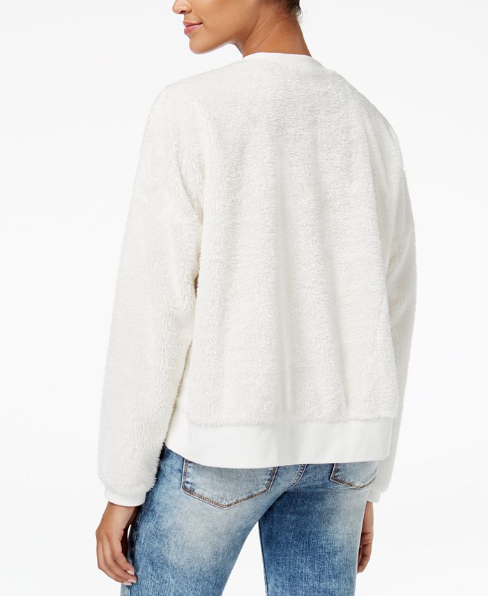 American Rag Juniors' Embellished Faux-Fur Sweatshirt, Created for Macy ...