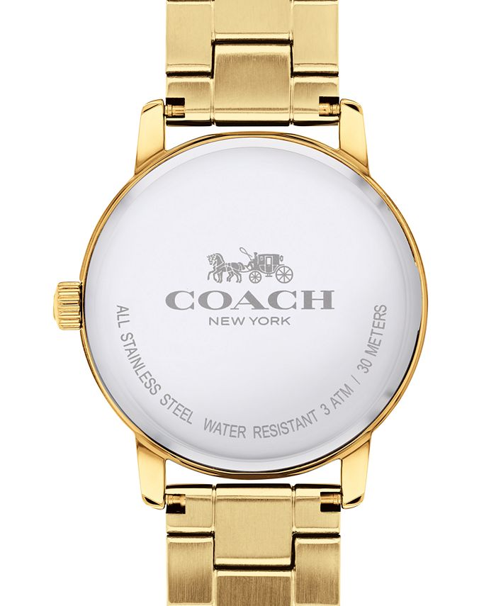 COACH Women's Grand Gold-Tone Stainless Steel Bracelet Watch 36mm - Macy's